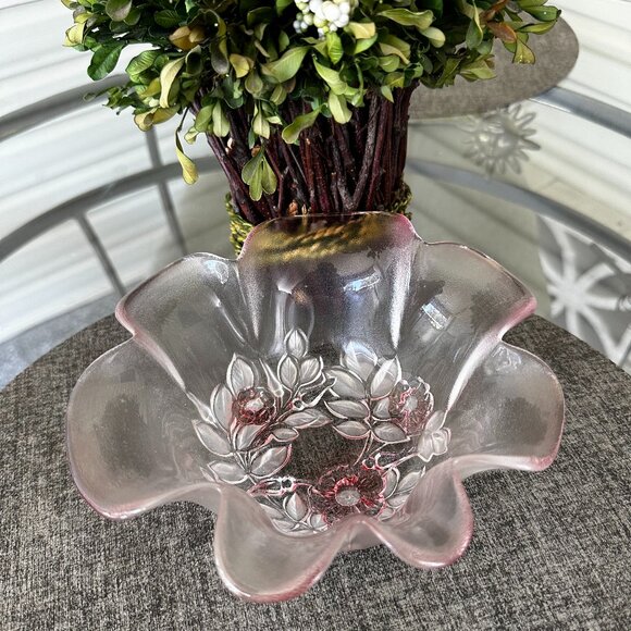 Mikasa | Accents | Vintage Glass Mikasa Pink Floral Hostess Dessert ...